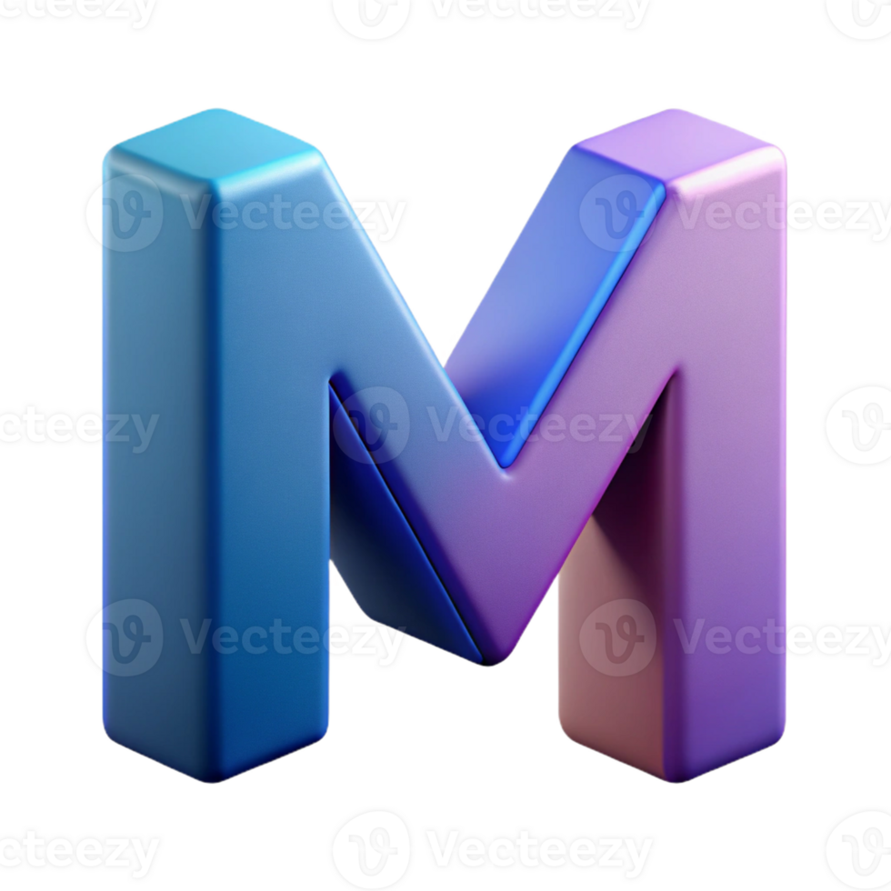 beautiful avant-garde Stylized letter M with sharp edges and geometric shapes. Flat color ...