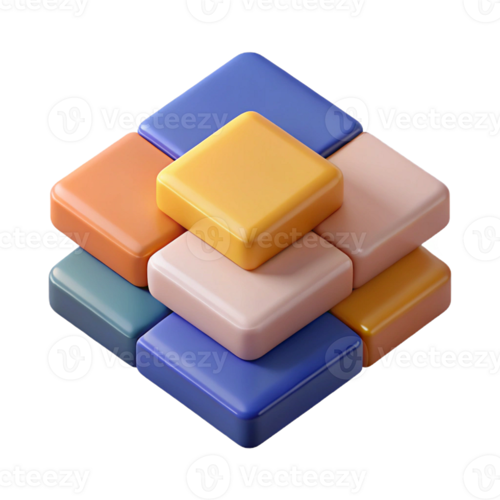 Rare Abstract Minimal Geometric Design Of Overlapping Squares Flat