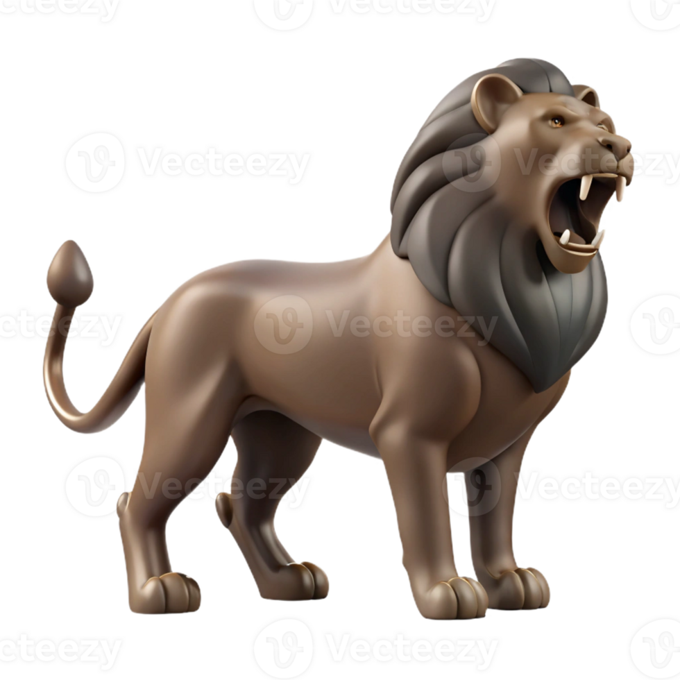 Bold Exquisite Silhouette Of A Roaring Lion Clean Lines Flat Color With Scalable Design