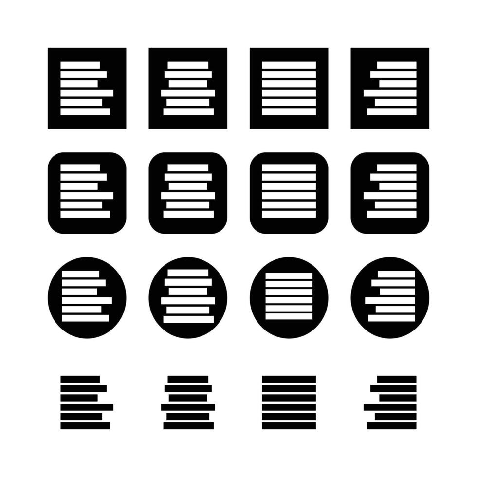 Collection Of Black And White Text Alignment Icons For User Interface ...