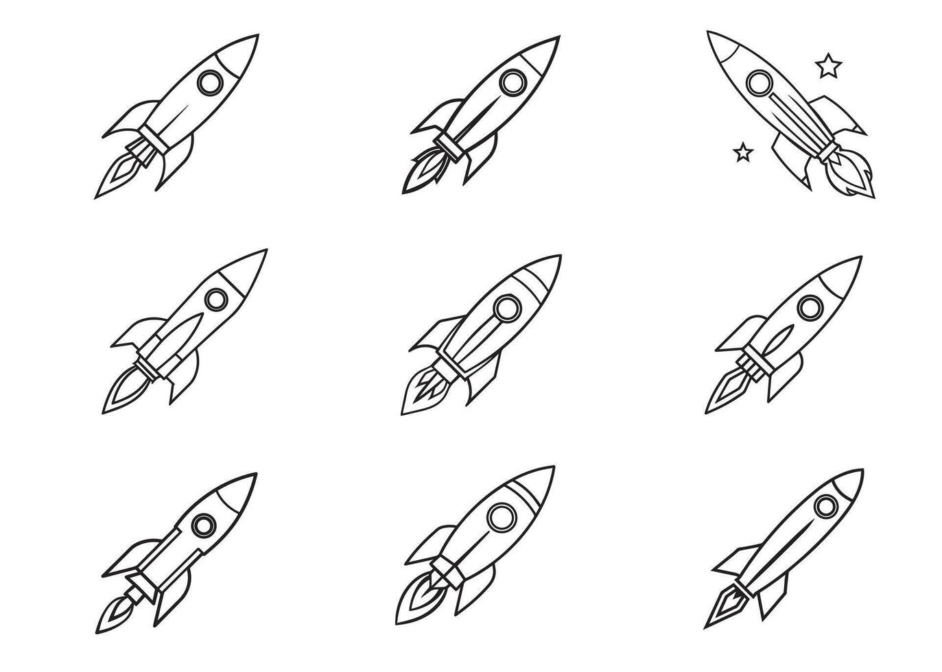 Flying rocket Icon Set 63135436 Vector Art at Vecteezy