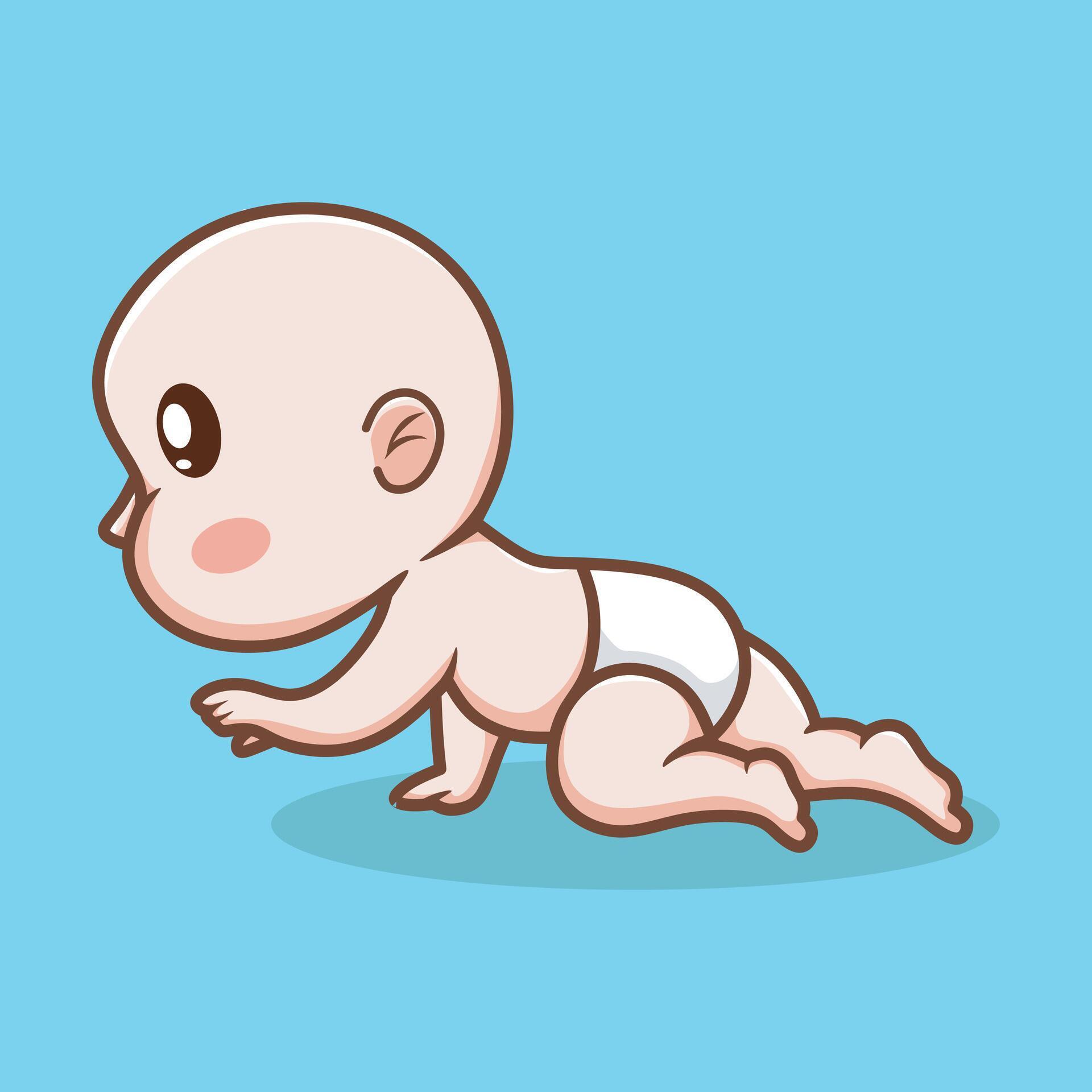 Cute Baby Boy Crawling Cartoon Icon Illustration. 63139889 Vector Art ...