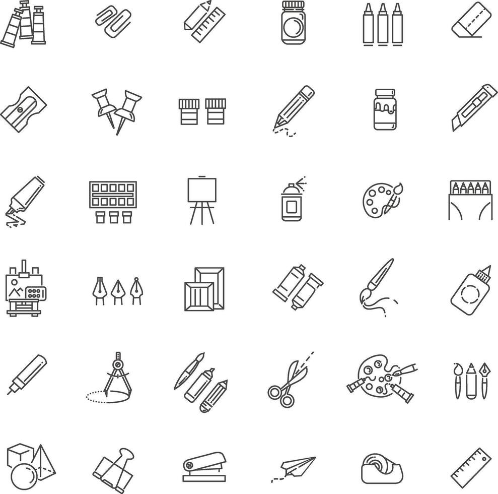 Outline Web Icon Set Drawing Tools 63197852 Vector Art At Vecteezy