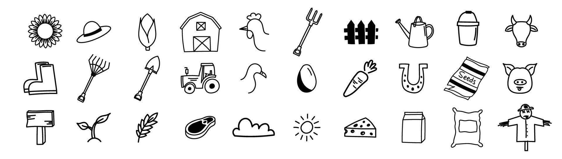 farm doodle icon hand drawing cow calf chicken duck pig funny 63198271 ...