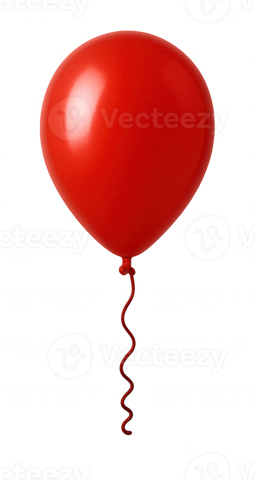 Red balloon floating with curled string on transparent background 63201702 PNG