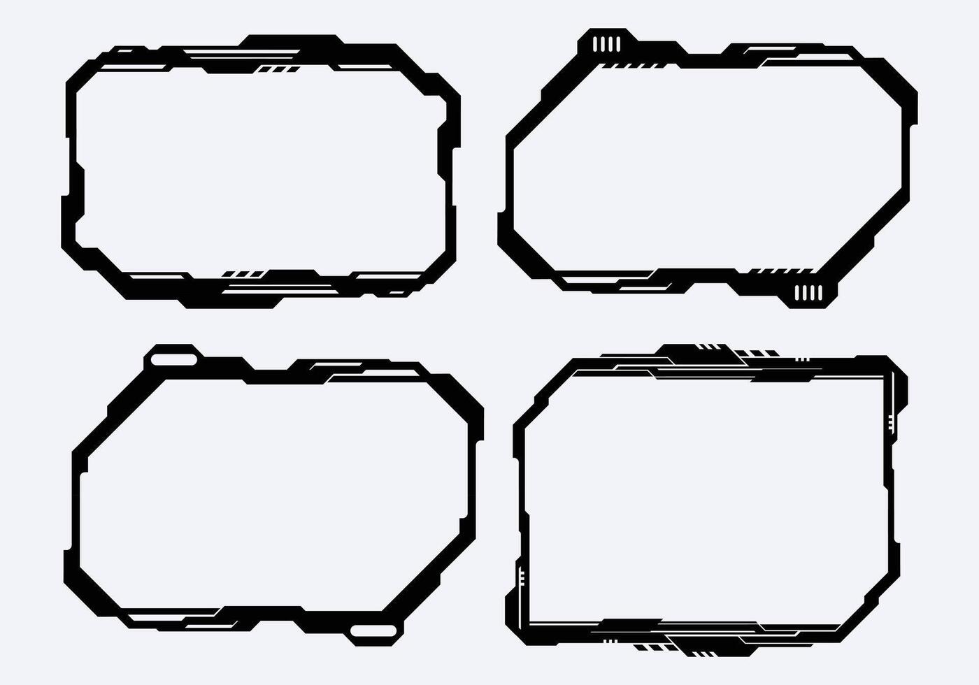 HUD futuristic frame border line lace game streetwear elements pack panel cyber sci-fi, icon ...