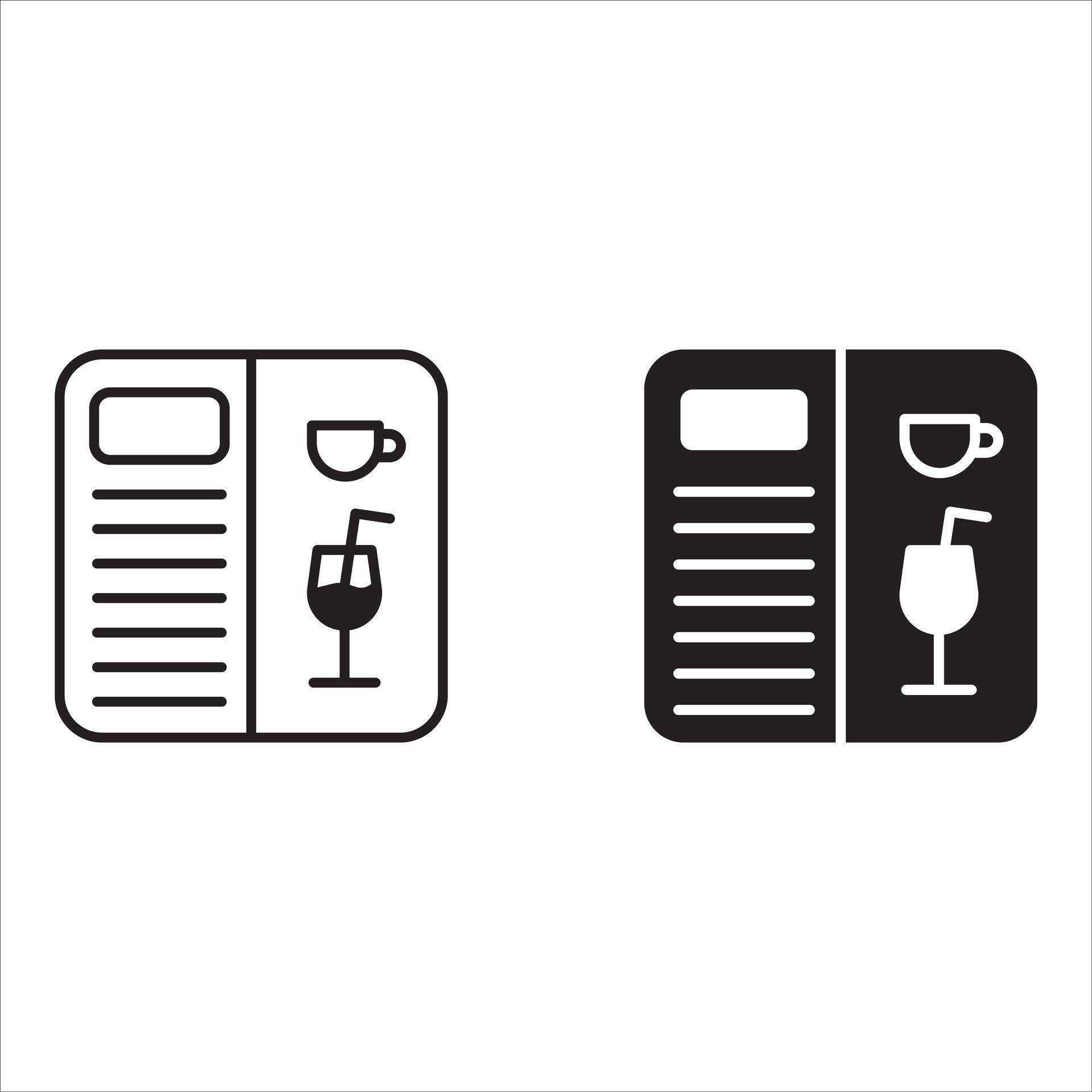 Restaurant menu icons in various styles, including outline and filled ...