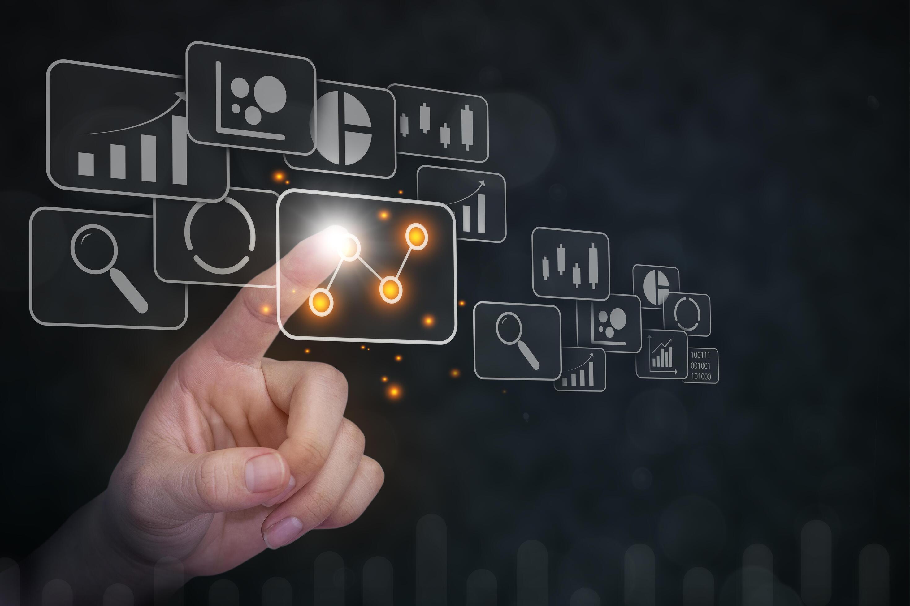 Big data analytics visualization technology with chart and graph icons ...