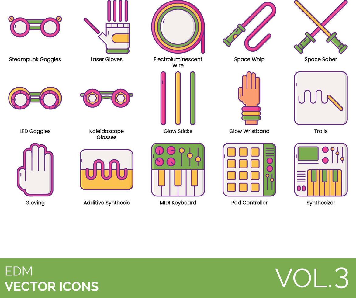 Edm icons set, volume 3 63427854 Vector Art at Vecteezy