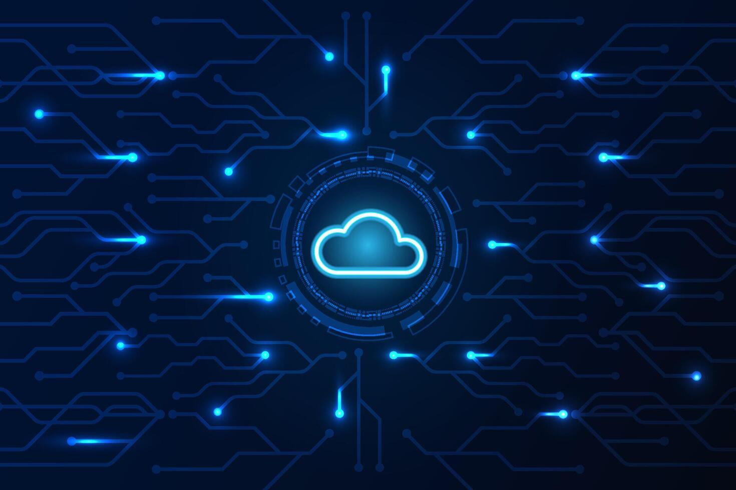 Cloud Internet Data Storage Database And Data Server With Circuit Board