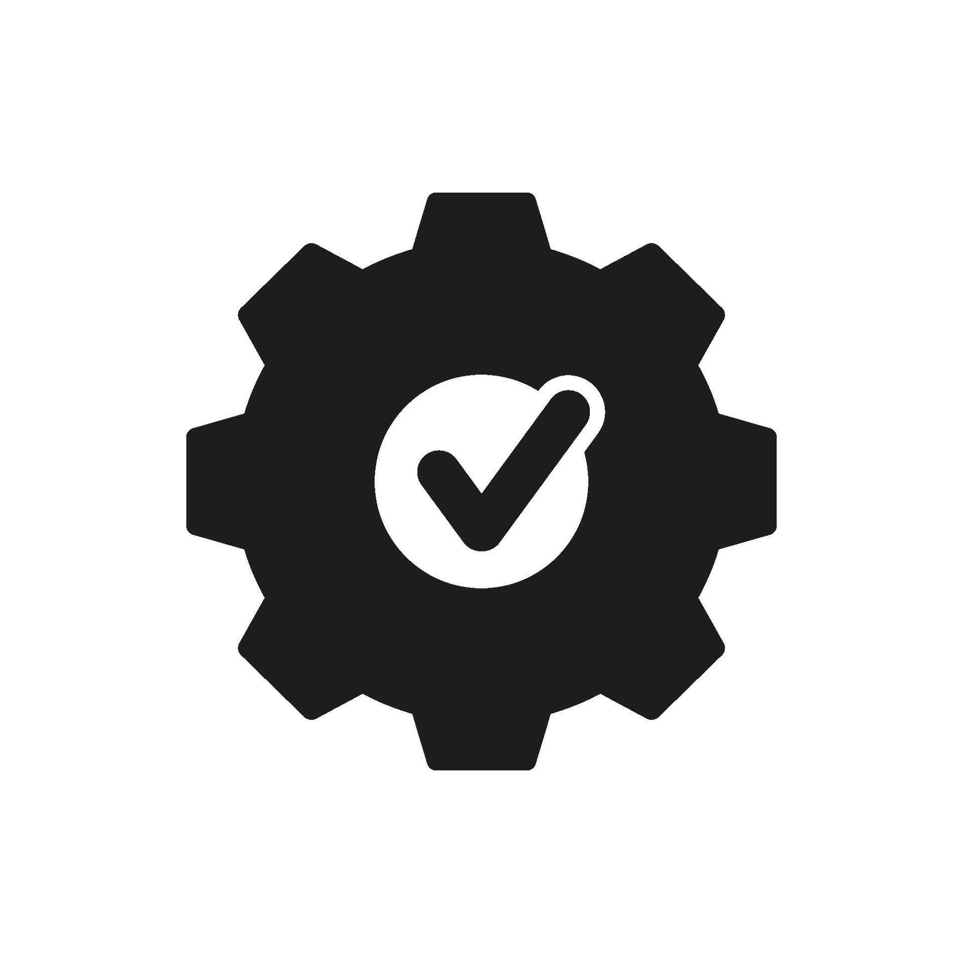Gear With Checkmark Solid Icon. Efficiency And Reliability. Quality Assurance, System ...
