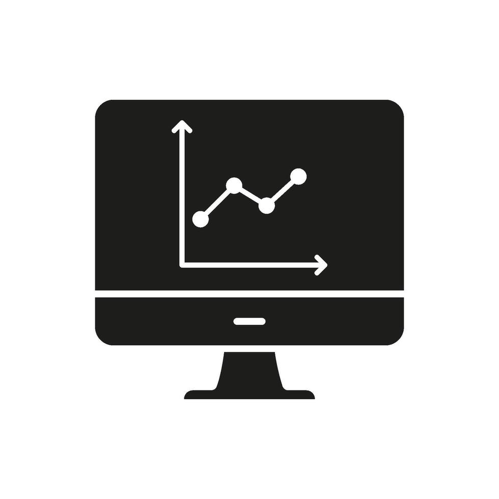Computer Monitor With Graph Solid Icon. Data Analysis, Business Analytics, And Performance ...