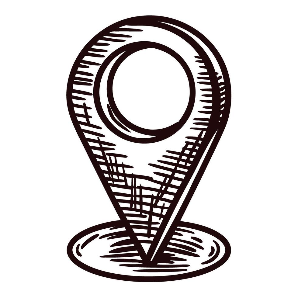 Hand drawn location pin sketch against white background 63538451 Vector ...