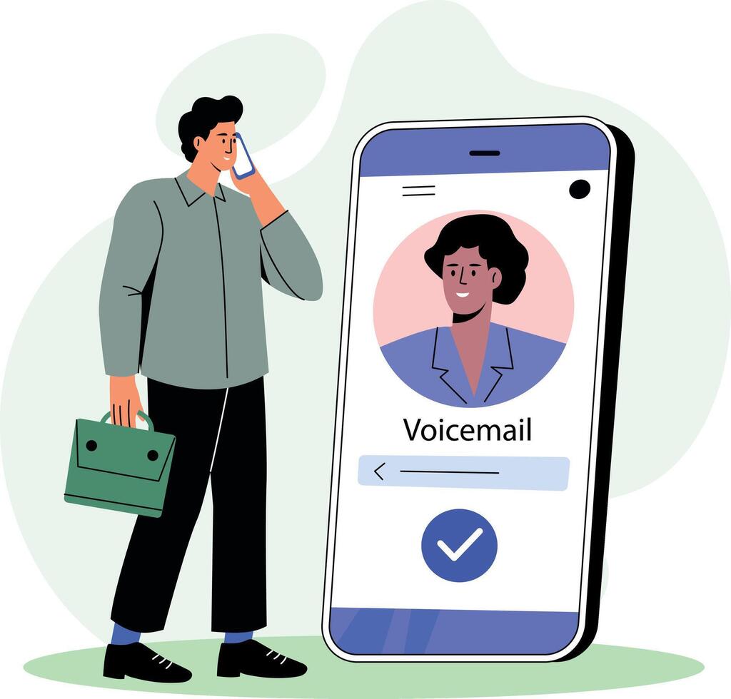 A character receiving a voicemail, flat style illustration 64835942 ...