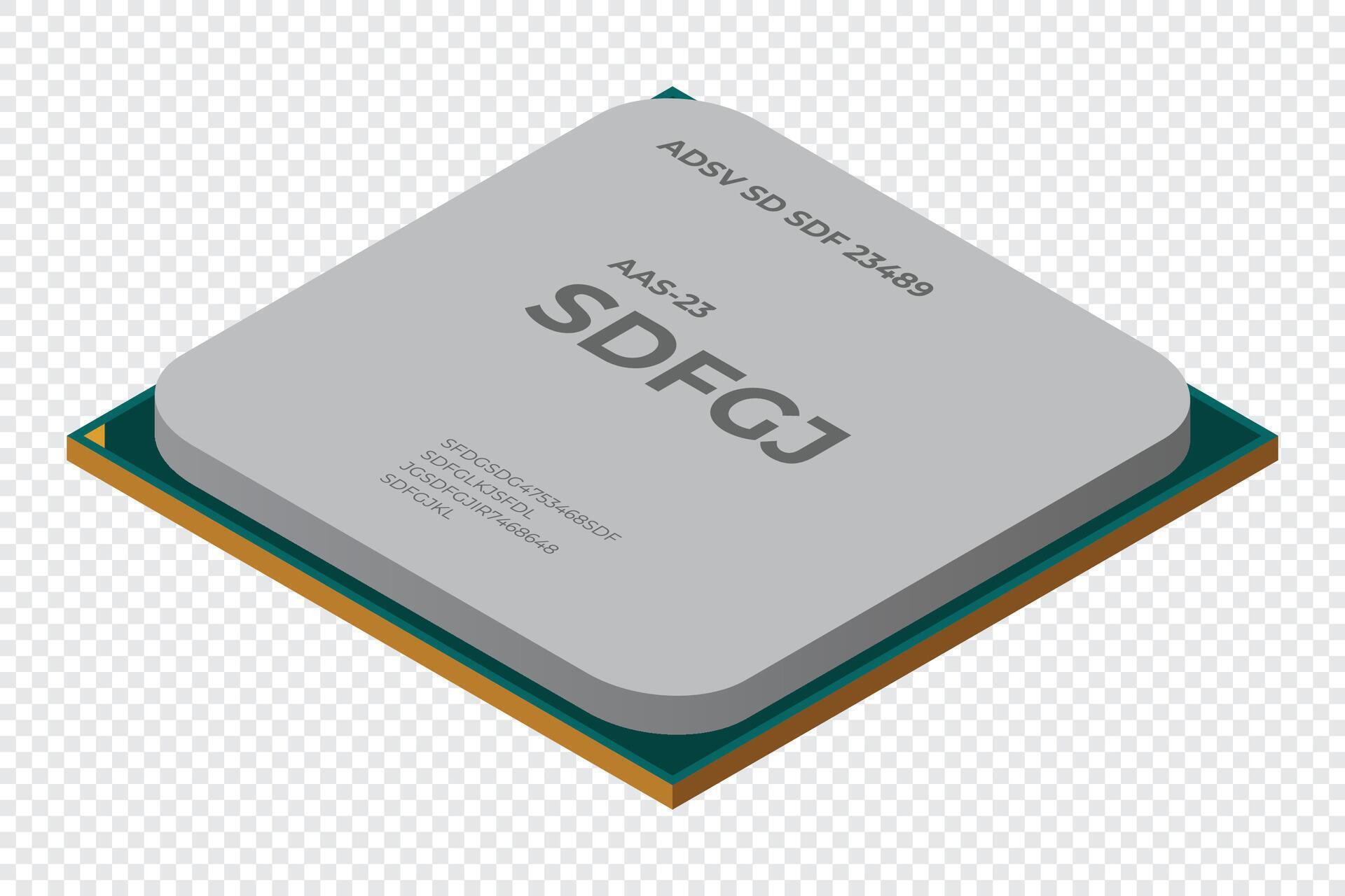 Isometric processor. Central processing unit. Computer hardware components. Semiconductor ...