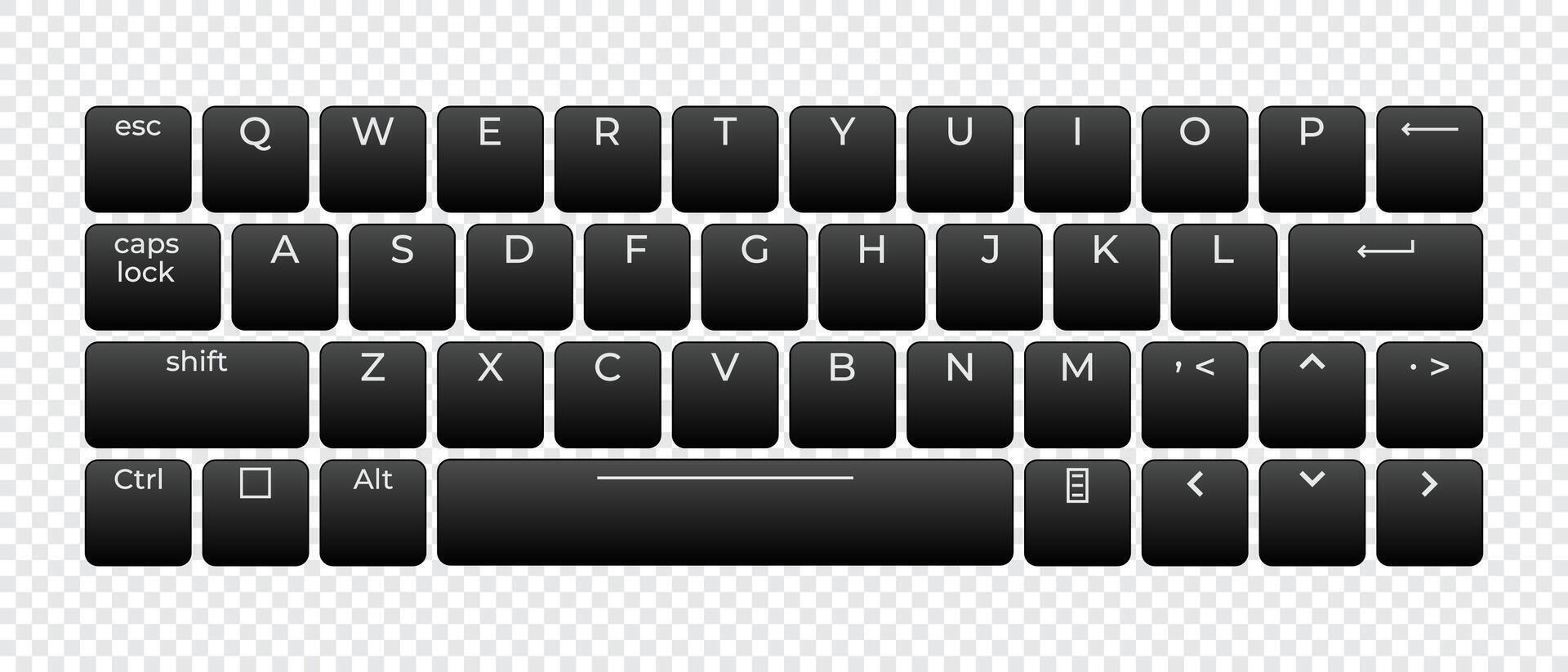 Computer keyboard button layout template with letter. Modern computer ...