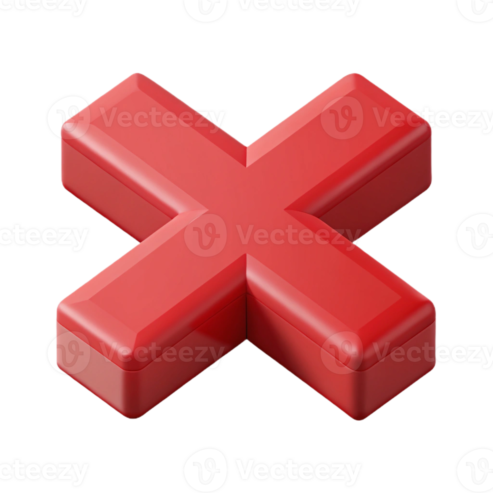 Rare Organic Symmetrical Isometric Cross With Clean Lines And Red Color With Scalable Design