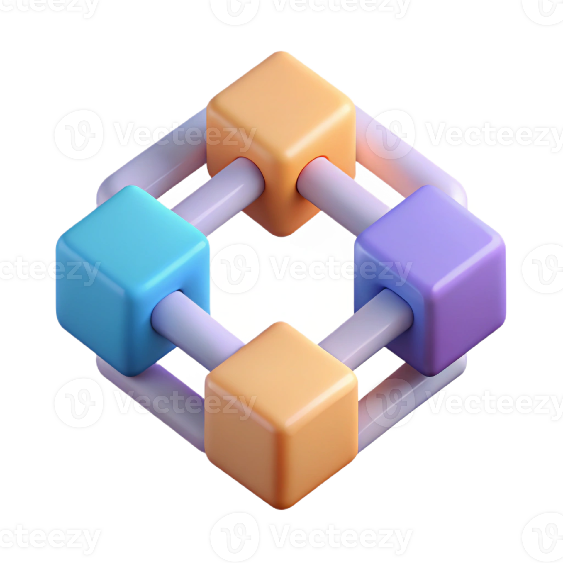 Peaceful Pristine Abstract Composition Of Four Connected Squares Minimal Flat Color Crisp
