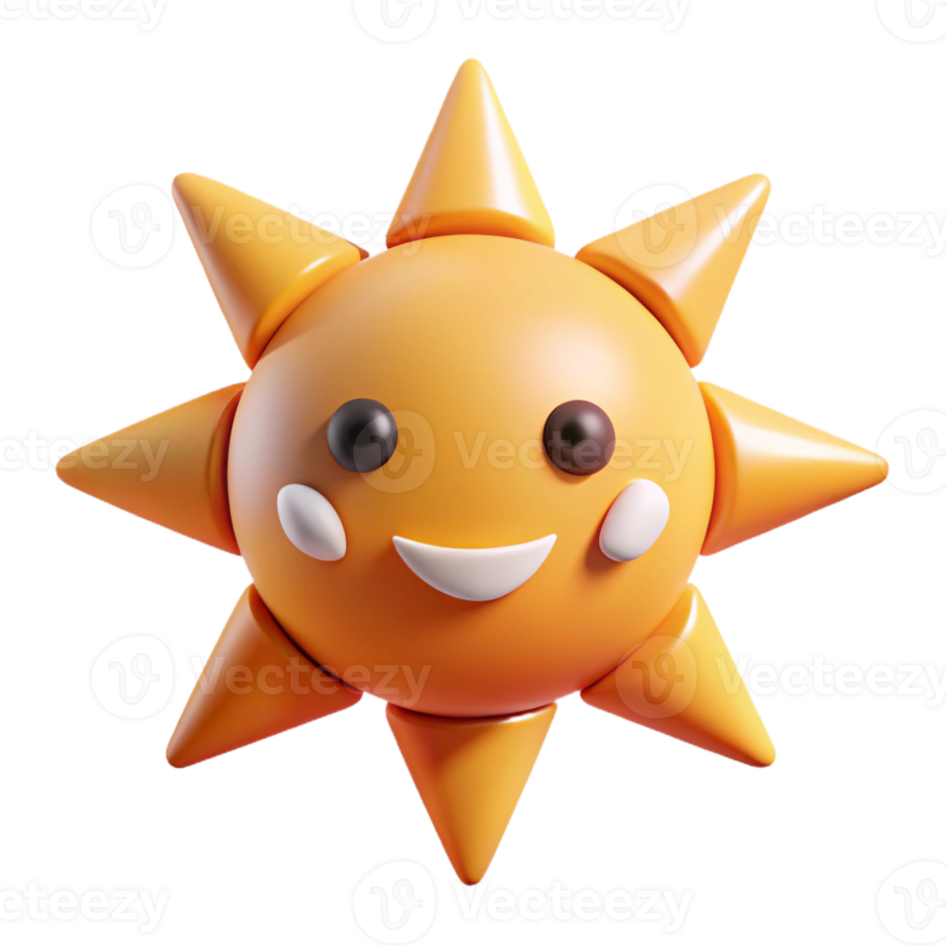 Immaculate Tranquil Artistic Smiling Sun Character With Triangular Rays Clean Lines Flat Color