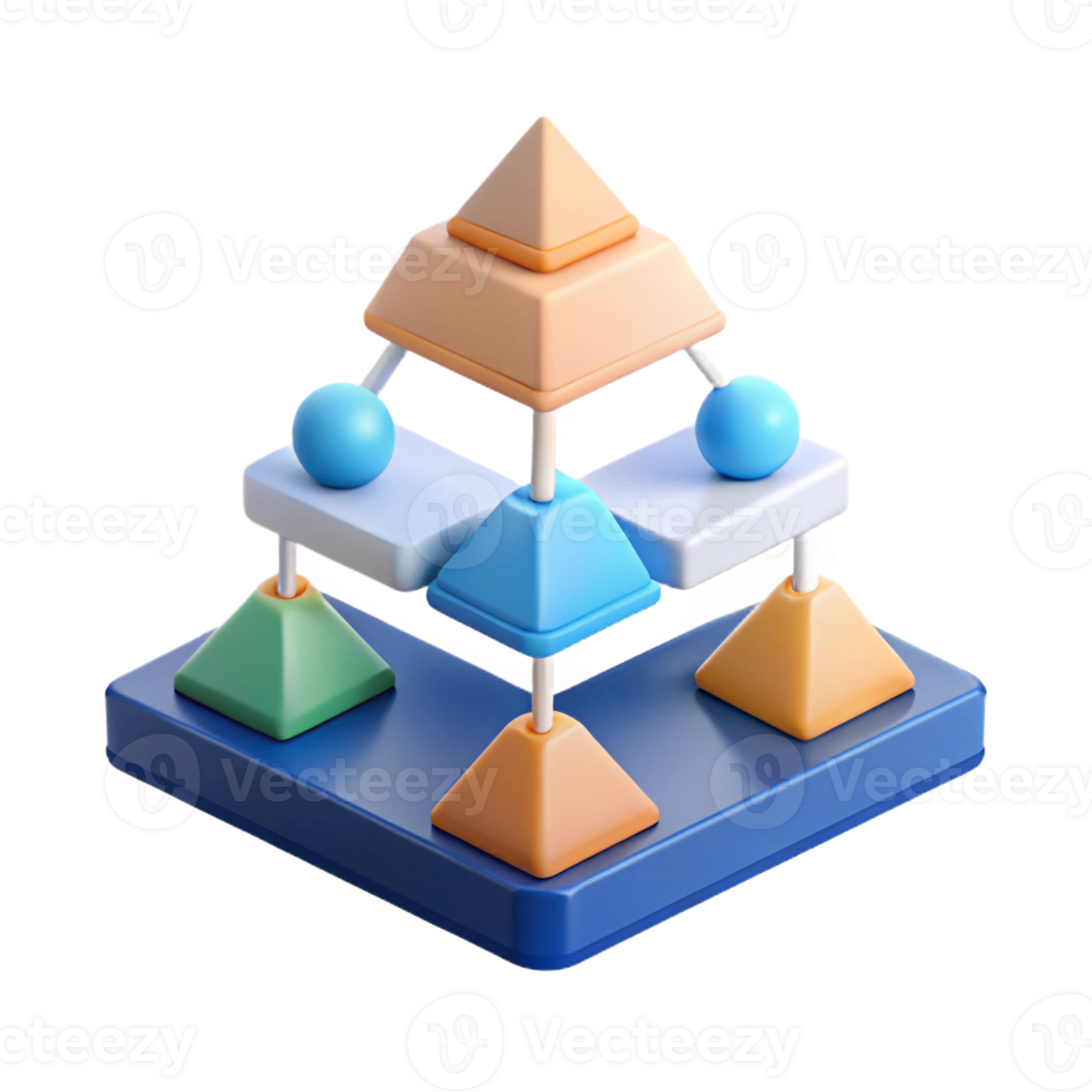 Pristine Calm Coastal Isometric Pyramid Chart Showing Hierarchy Clean Lines Scalable Design