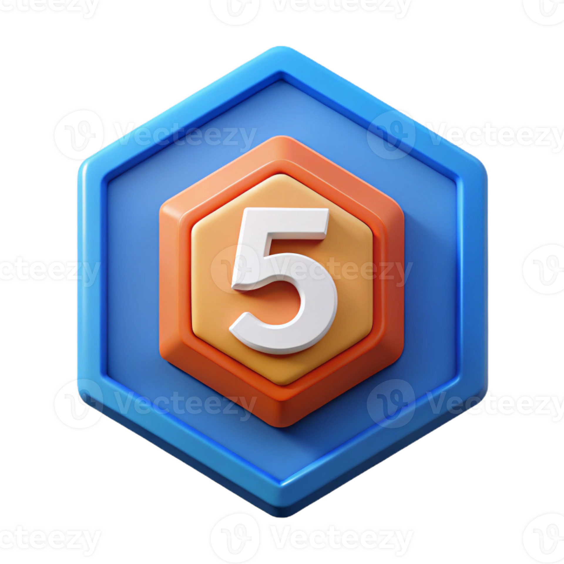 Exceptional Mid Century Hexagonal Badge With A Bold Number Geometric Flat Color Crisp Edges