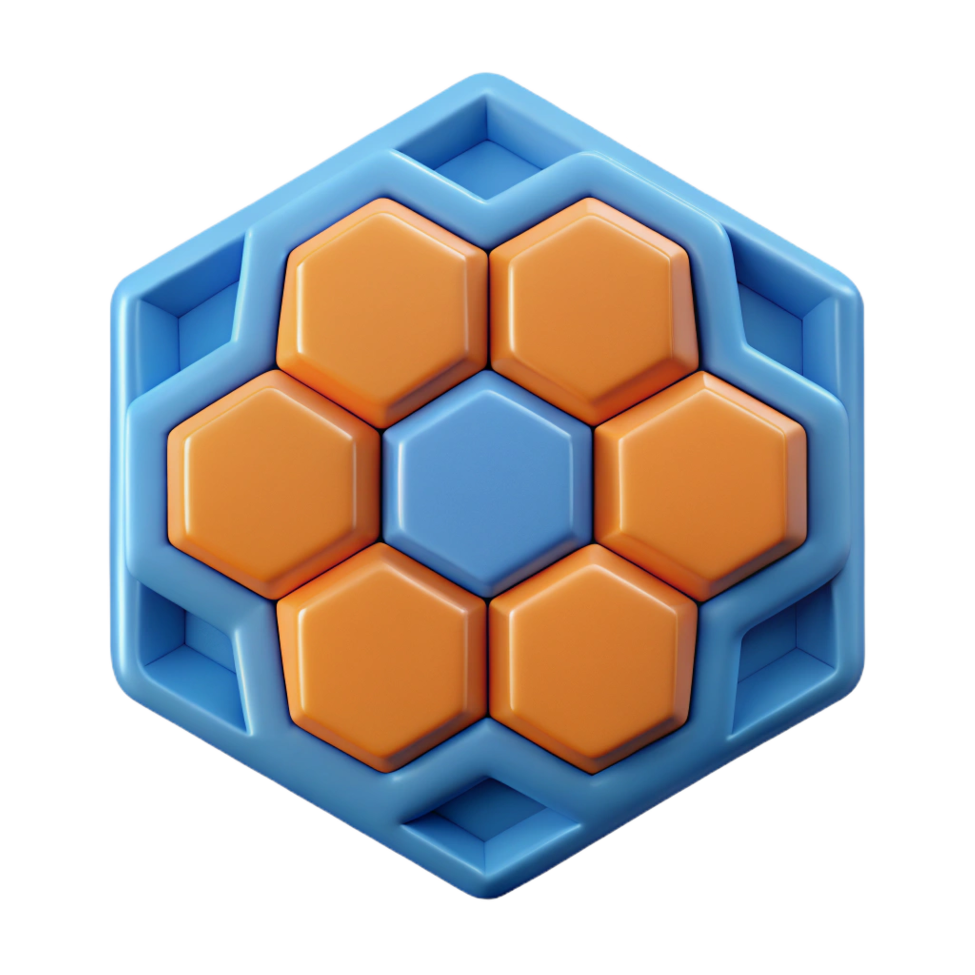 Hypnotic Tropical Symmetrical Geometric Pattern Of Hexagons Crisp Edges Flat Color With