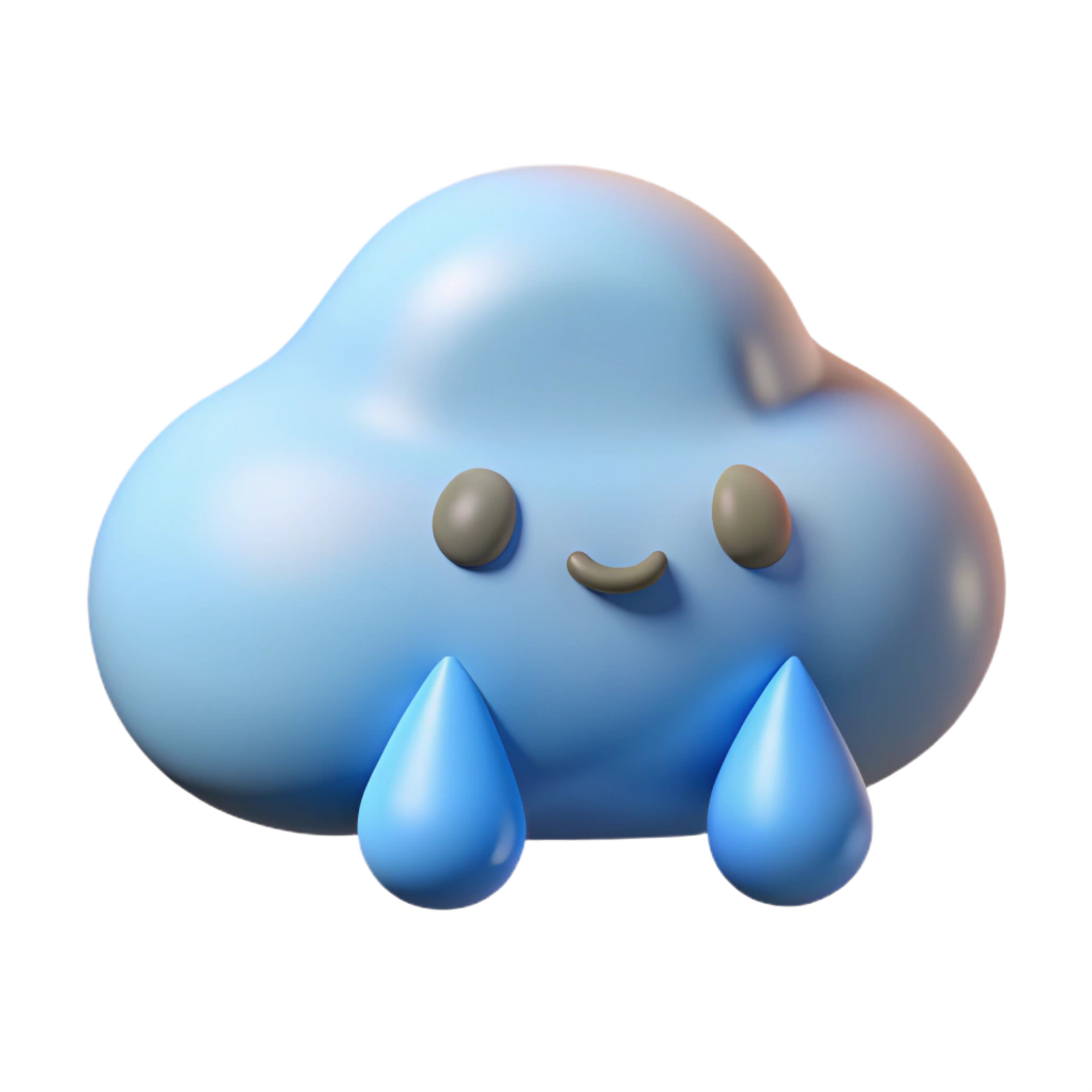 Pristine Coveted Cloud Character With Simple Raindrop Shapes Below Clean Lines Minimal Flat