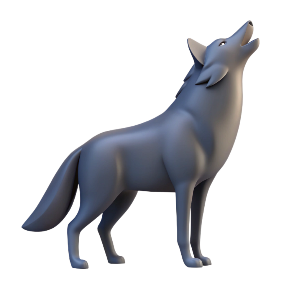 Extraordinary Tranquil Rustic Crisp Edges Silhouette Of A Howling Wolf Flat Color With