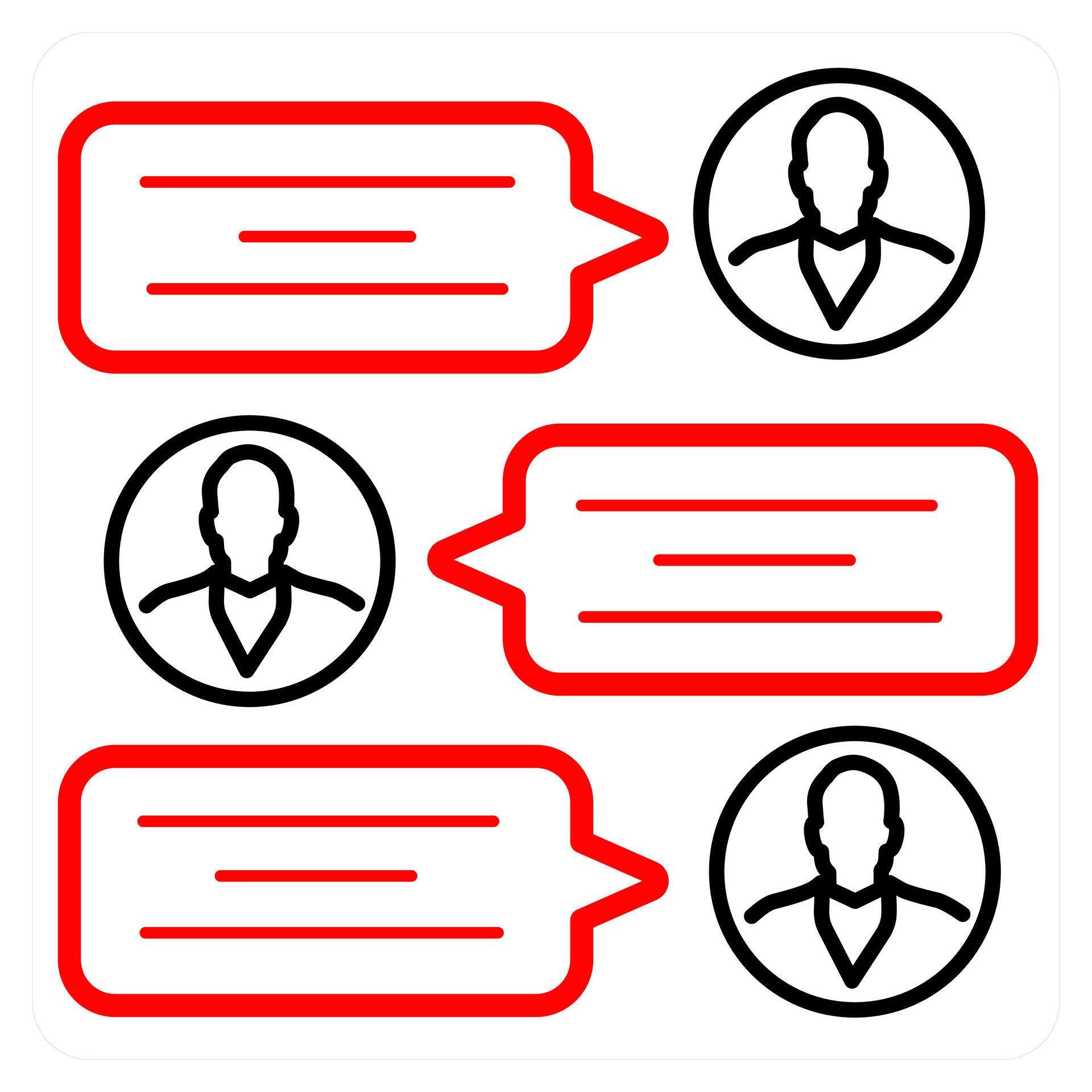Chat Icon Concept In Red Line Color 65287460 Vector Art At Vecteezy