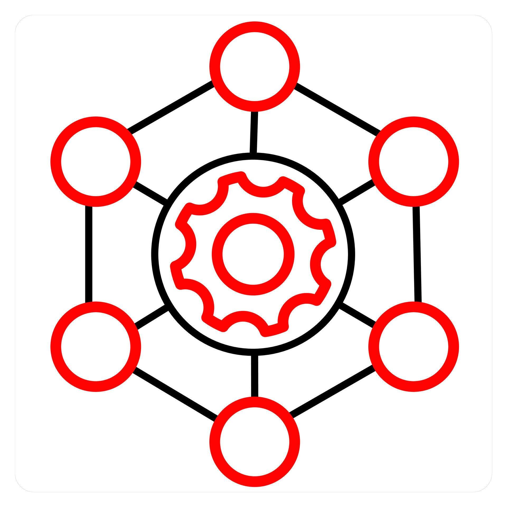 Framework And Connection Icon Concept In Red Line Color 65287658 Vector