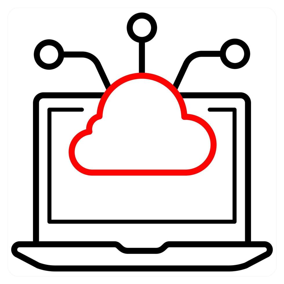 Cloud Server And Computing Icon Concept In Red Line Color 65287806