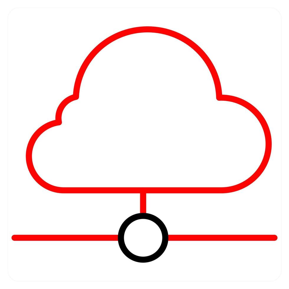 Cloud And Networking Icon Concept In Red Line Color 65287862 Vector Art