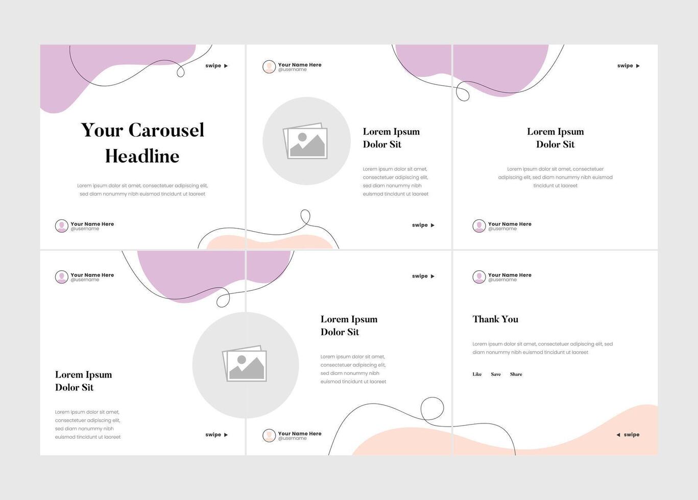 Minimal six page carousel banner template design for tips and tricks ...