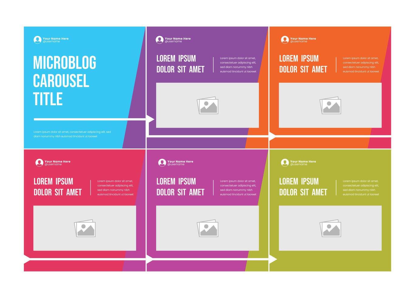 Multiple colors six page carousel banner template design for tips and ...