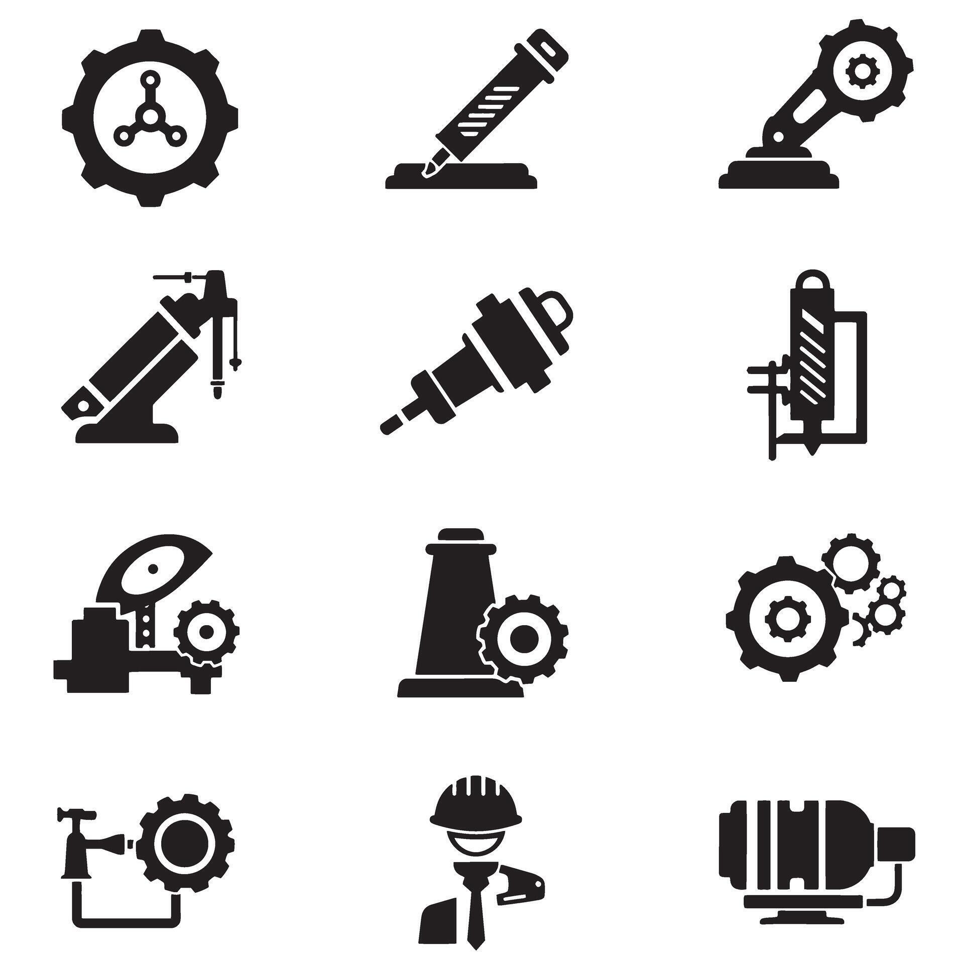 Engineering and architecture symbols icon silhouette bundle for CAD use ...
