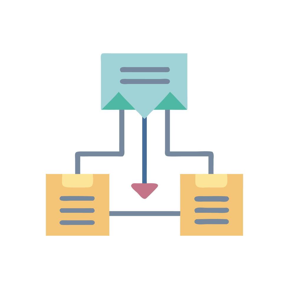 Document distribution diagram, data flow with simple flat design ...