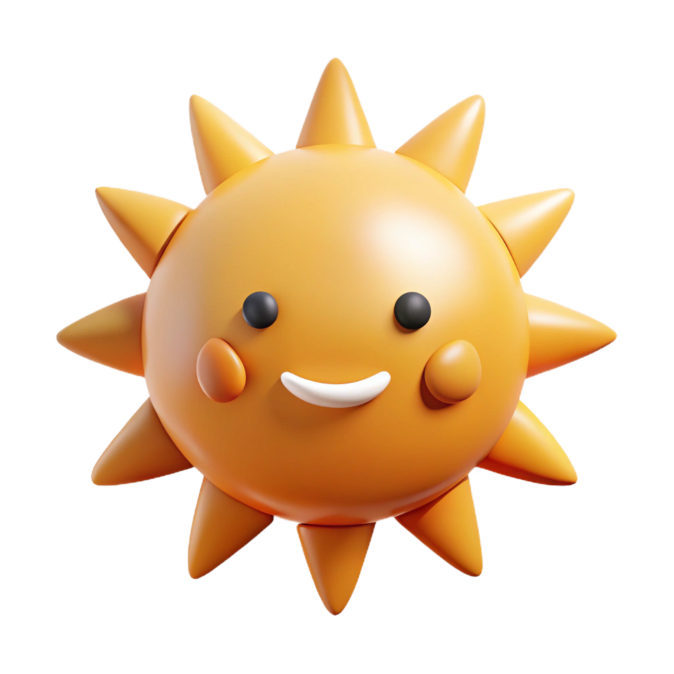 Distinctive Futuristic Smiling Sun With Triangular Rays Clean Lines Flat Color Minimal Design