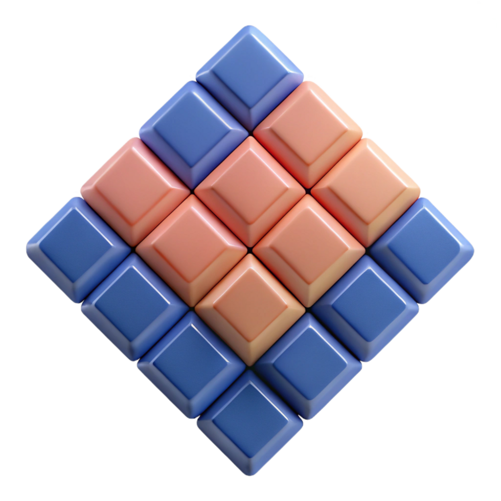 Reflective Spectacular Geometric Pattern Of Squares Clean Lines Symmetrical Flat Color With