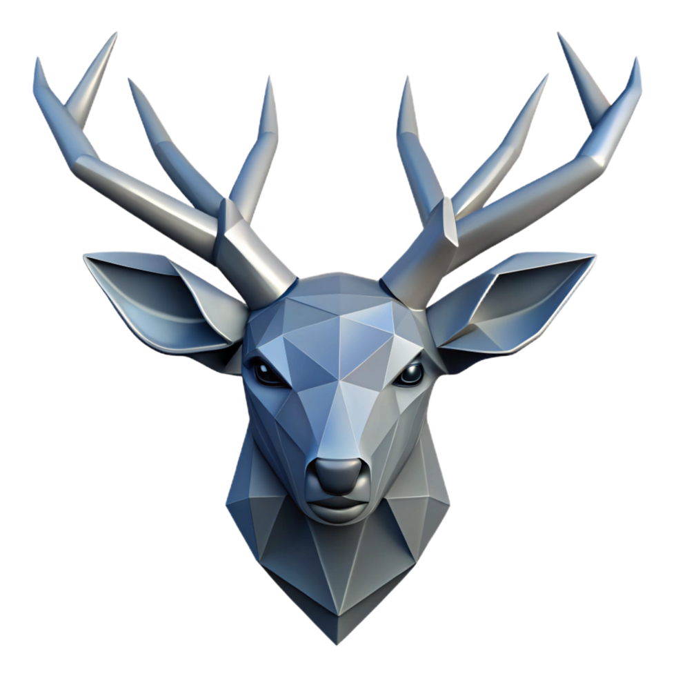 Extraordinary Nostalgic Renaissance Geometric Deer Head Silhouette Clean Lines Minimal Design