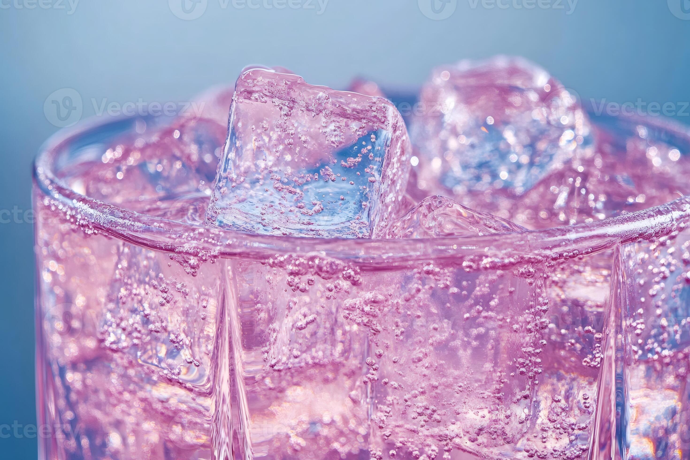 Refreshing pink drink with ice cubes and bubbles on a gradient background 65342540 Stock Photo ...