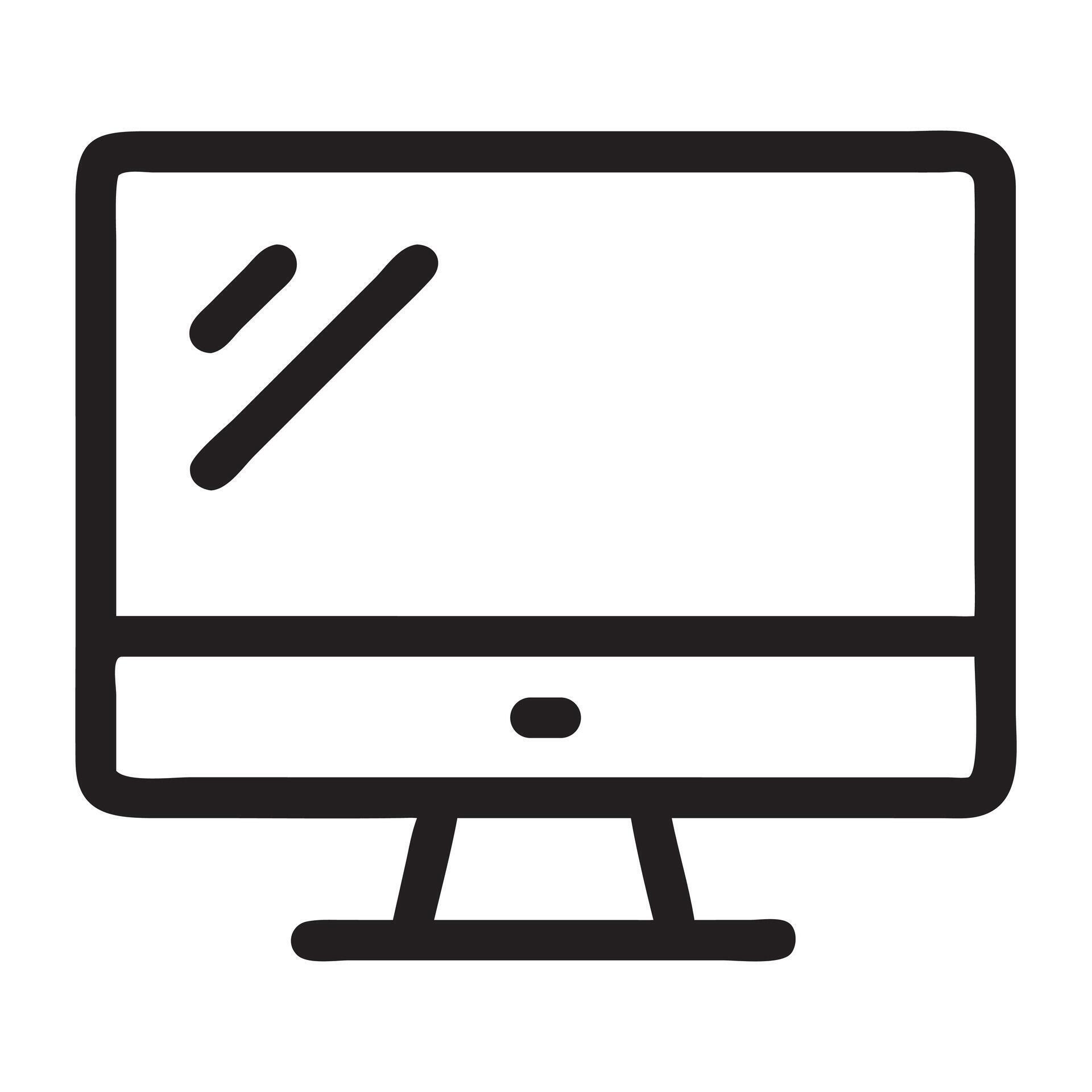 Simple Line Art Illustration of a Computer Monitor, Line Art of a ...