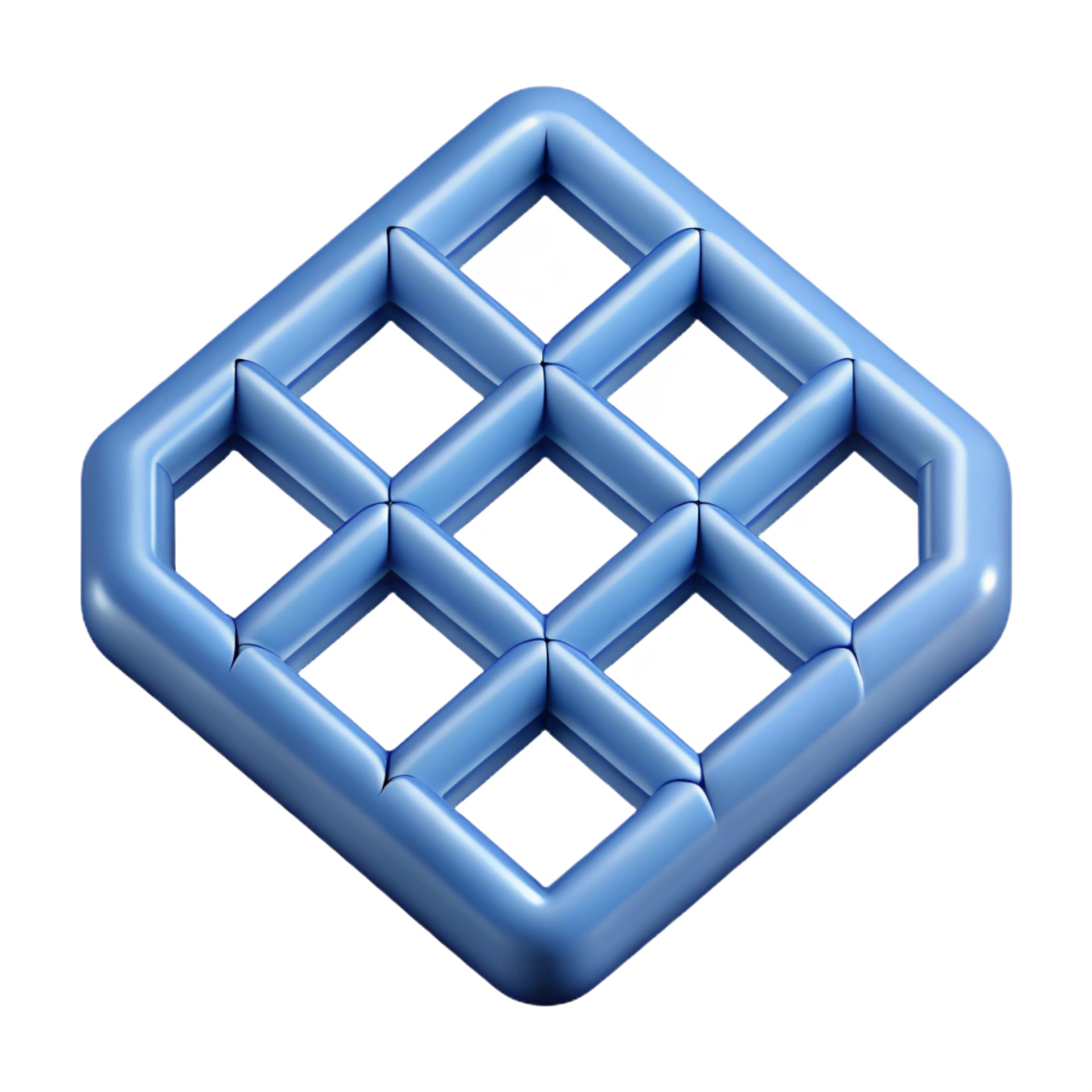 Pristine Contemporary Overlapping Square Grid Clean Lines Symmetrical Single Weight Stroke