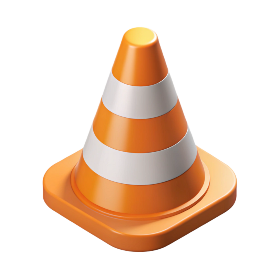 Sumptuous Artistic Isometric Traffic Cone With Symmetrical Design Clean Lines Flat Color With