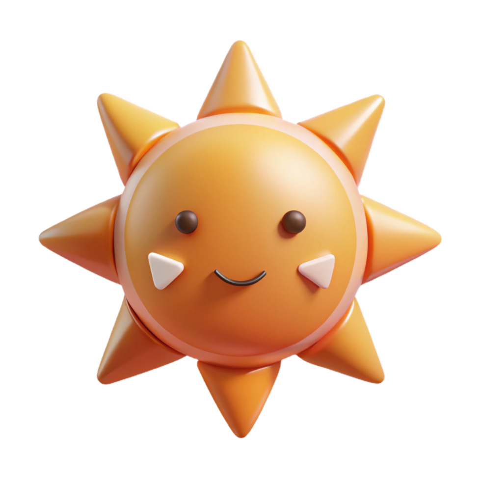 Radiant Rustic Circular Sun Character With Triangular Rays Minimal Design Crisp Edges Orange