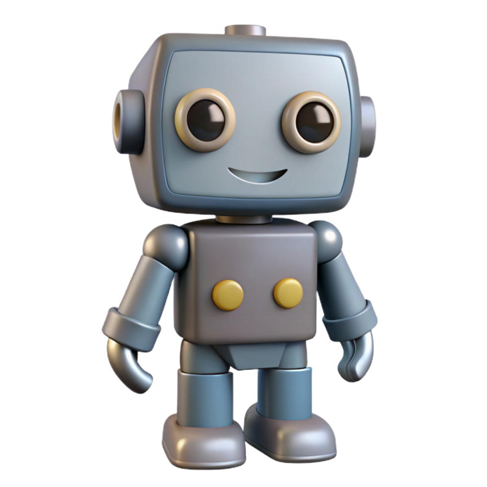 Remarkable Abstract Robot Character With A Square Body And Circular Head Geometric Design Grey
