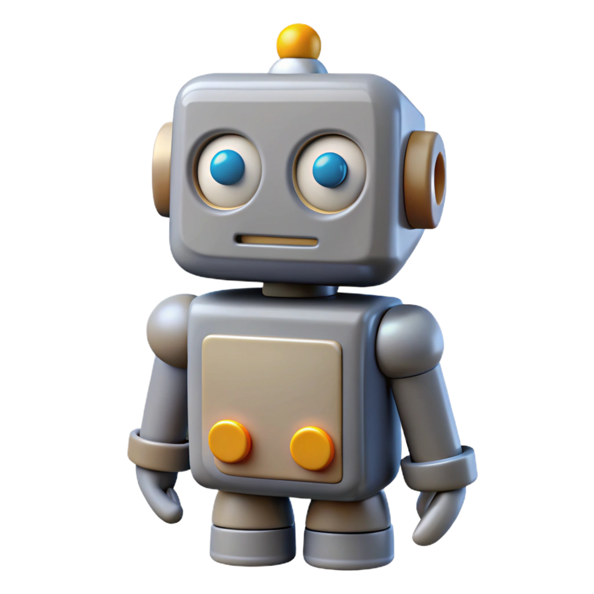 Spectacular Intense Retro Robot Character With A Square Body And Circular Head Geometric Design