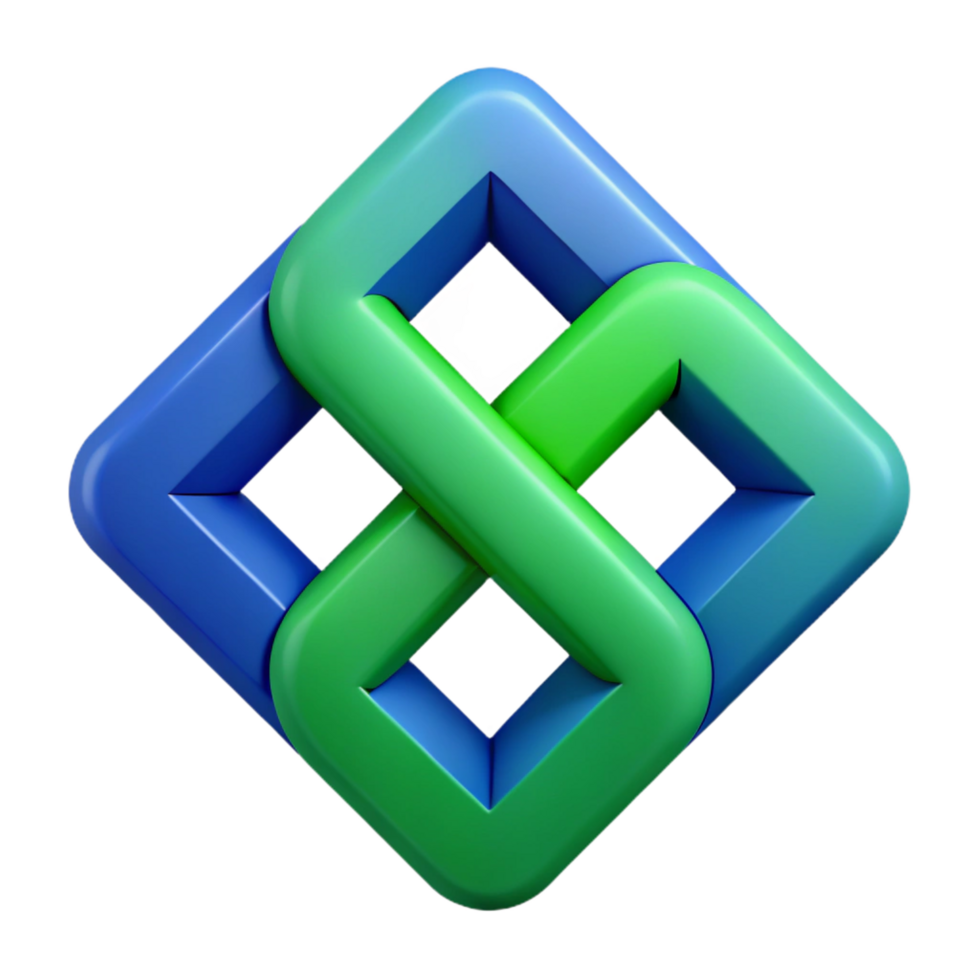 Gorgeous Energetic Art Deco Abstract Interlocking Squares Flat Blue And Green Clean Lines With