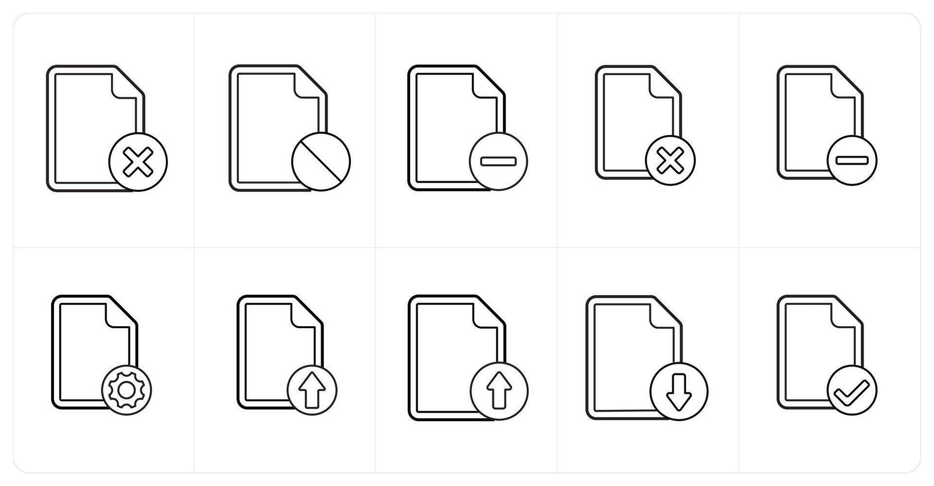 A Set Of 10 File Icons As Wrong Delete Remove In Black Line Color 65403336 Vector Art At Vecteezy