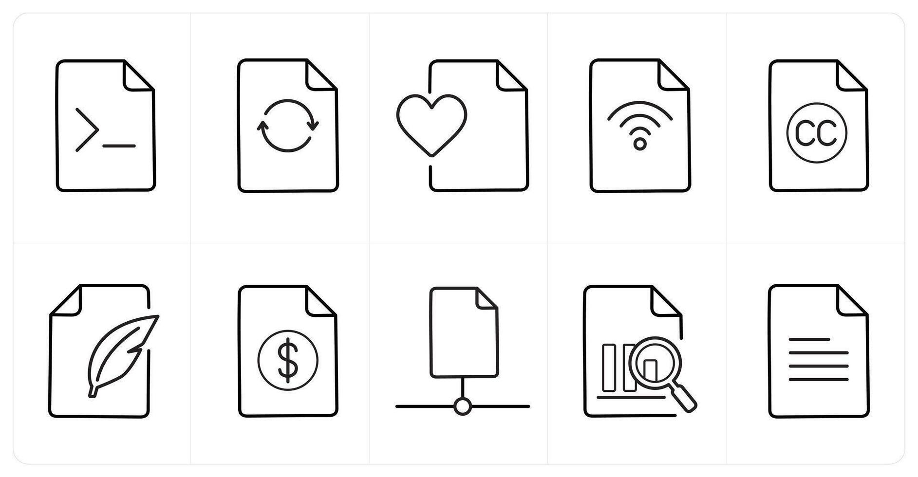 A Set Of 10 File Icons As Coding Update Favorite In Black Line Color 65403346 Vector Art At