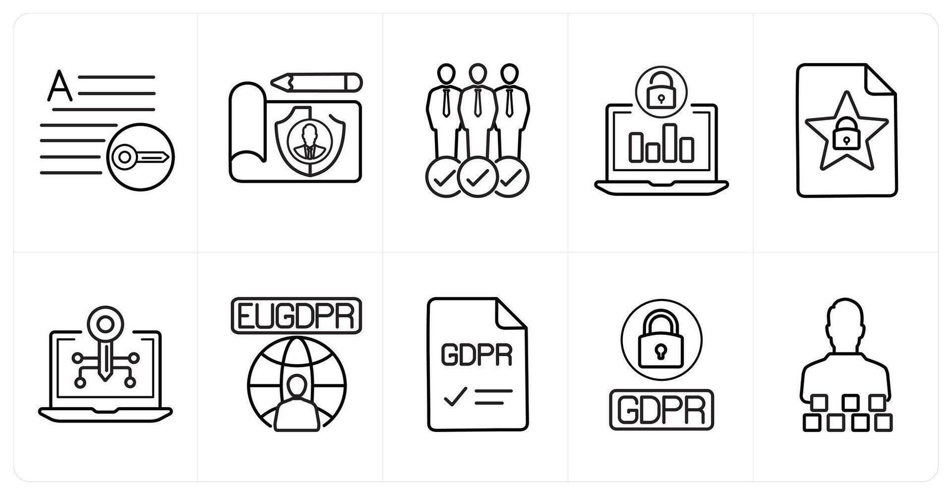 A Set Of 10 Gdpr Icons As Key Data Protected Document Accessibility
